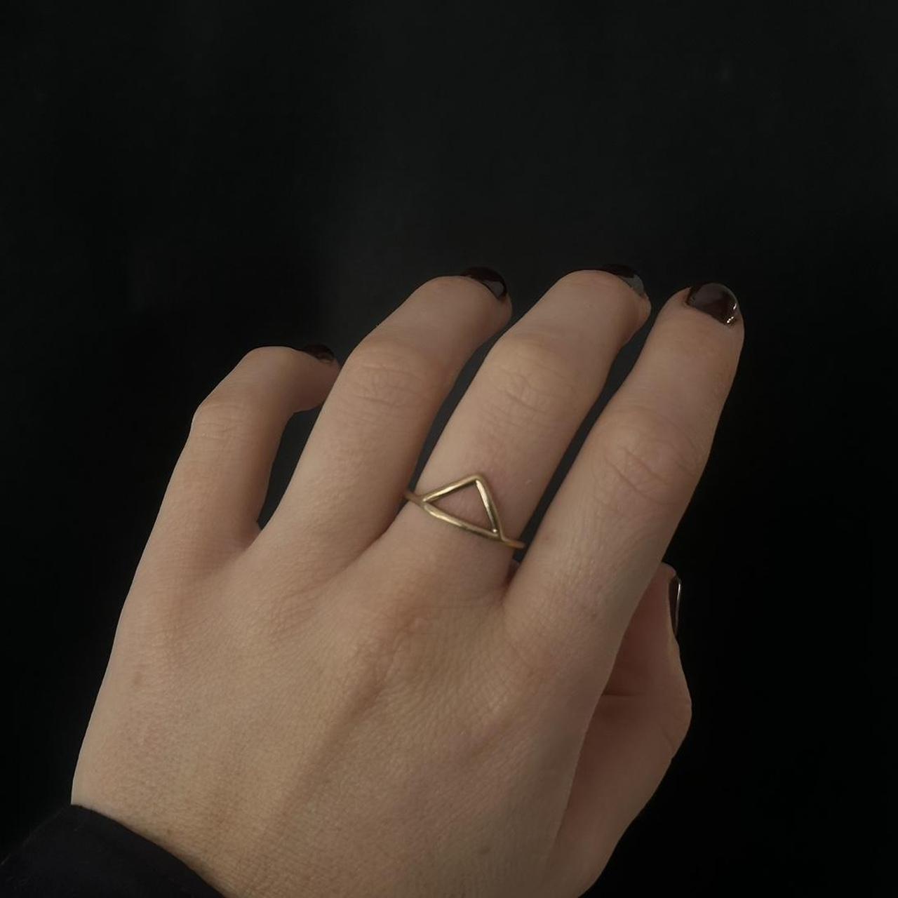 Solid yellow gold 9kt triangle ring size Aus O... - Depop