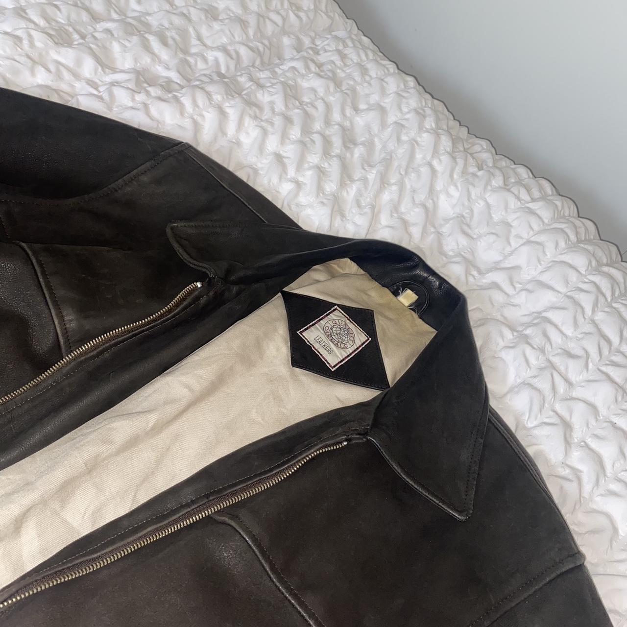 Insane oversized brown leather jacket Super heavy... - Depop