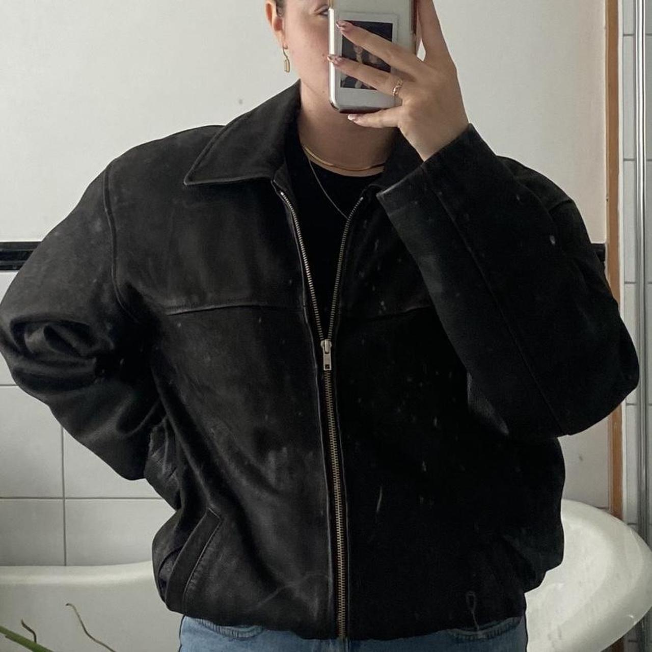 Insane oversized brown leather jacket Super heavy... - Depop