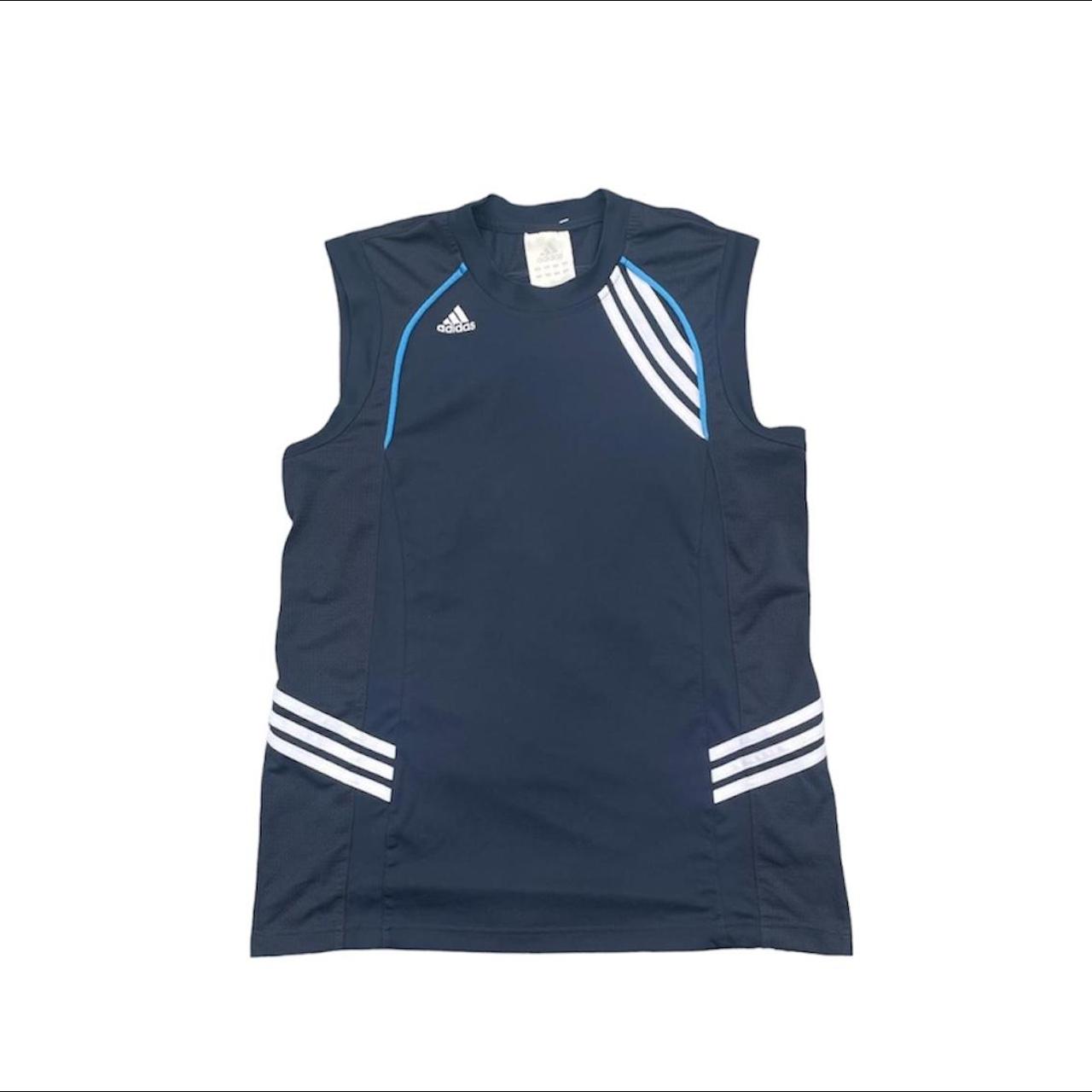 Adidas Mens Navy And White Vest Depop