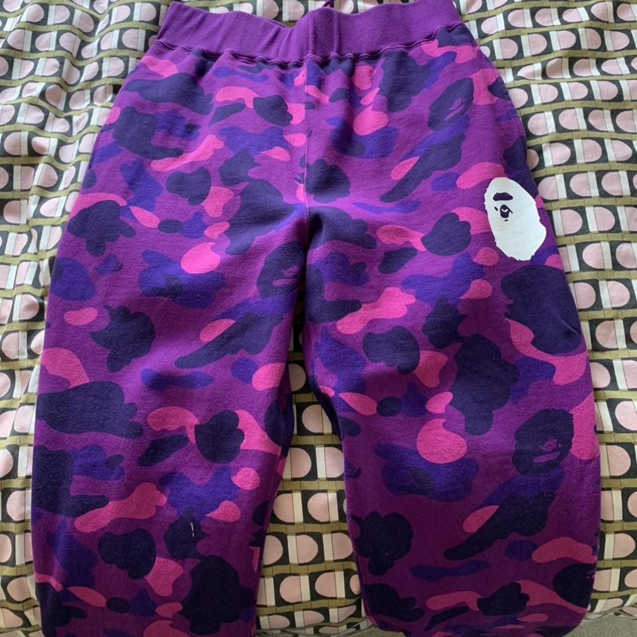 BAPE purple camo sweatpants / joggers / tracksuit... - Depop