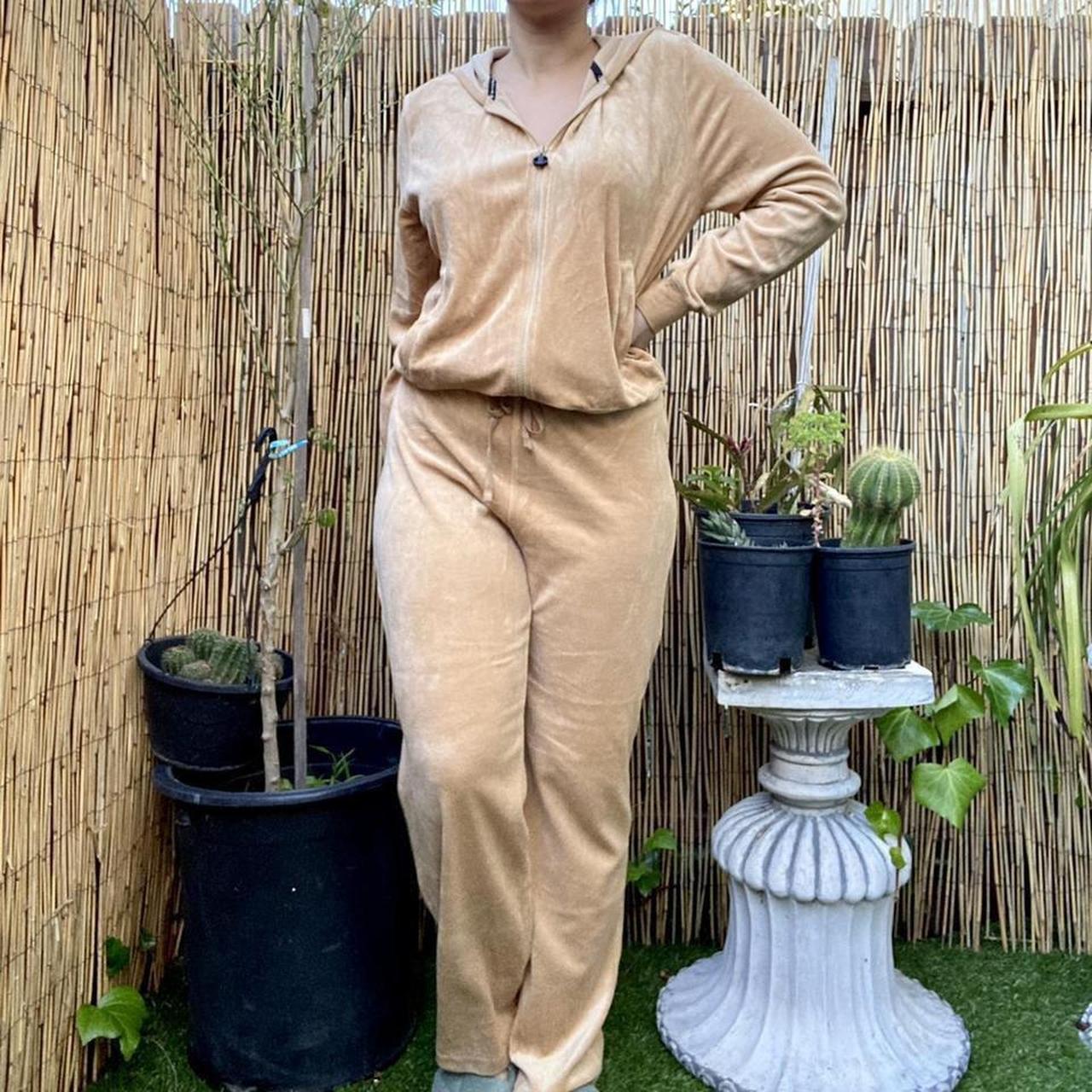 y2k velour tracksuit set by Champion smooth tan... - Depop