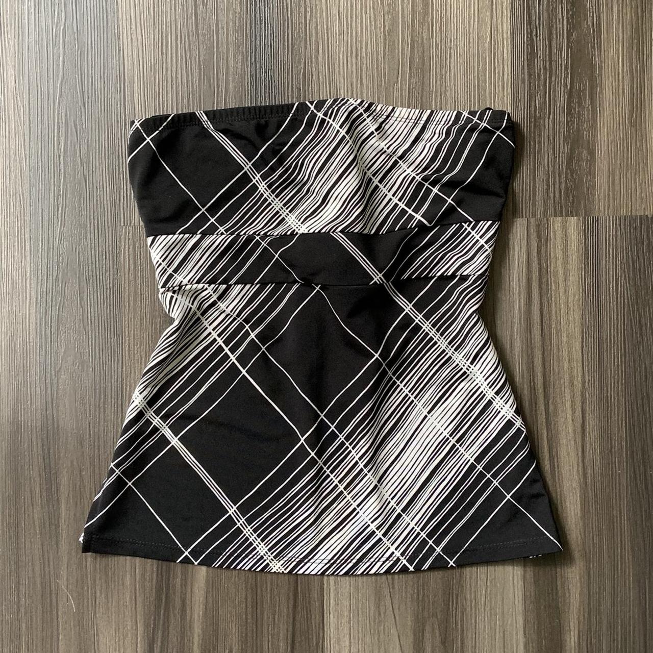 Y2K strapless top fun pattern and tie back waist - Depop