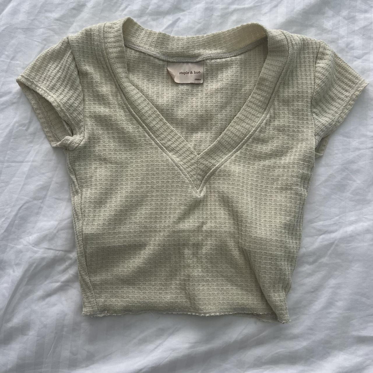 Butter yellow staple and hue crop, size XS Colour... | Depop