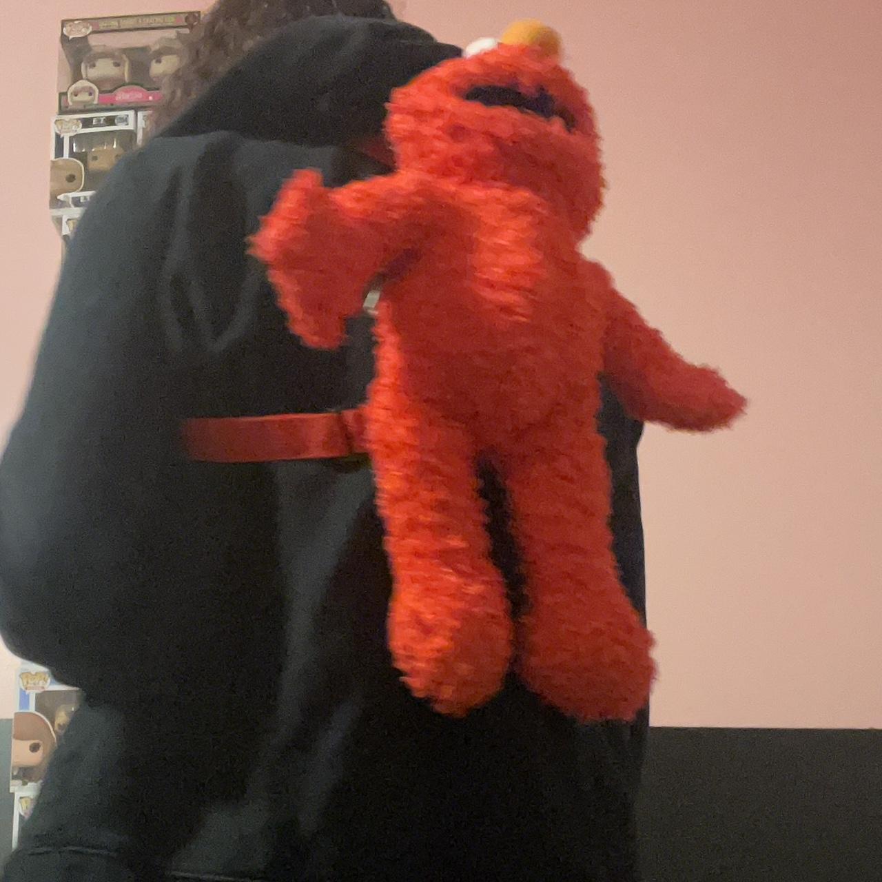vintage 2000s y2k sesame street elmo plush backpack... - Depop