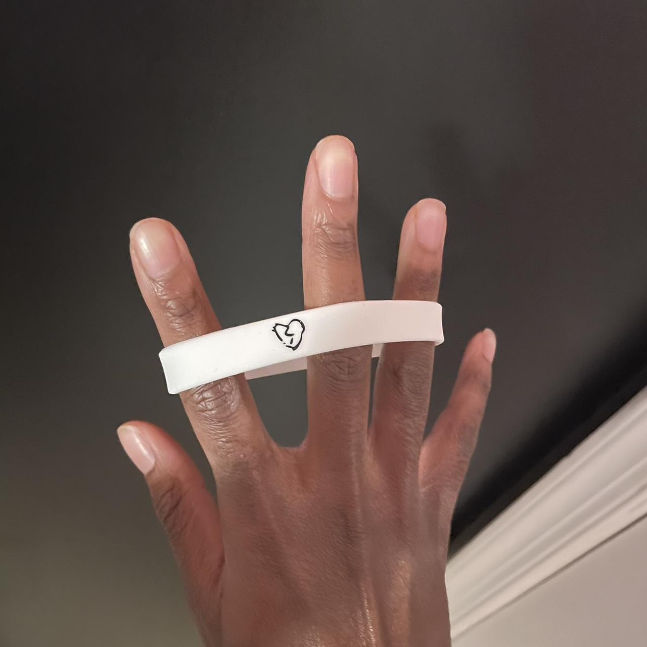 white black xxxtentacion sad! rubber bracelet... - Depop