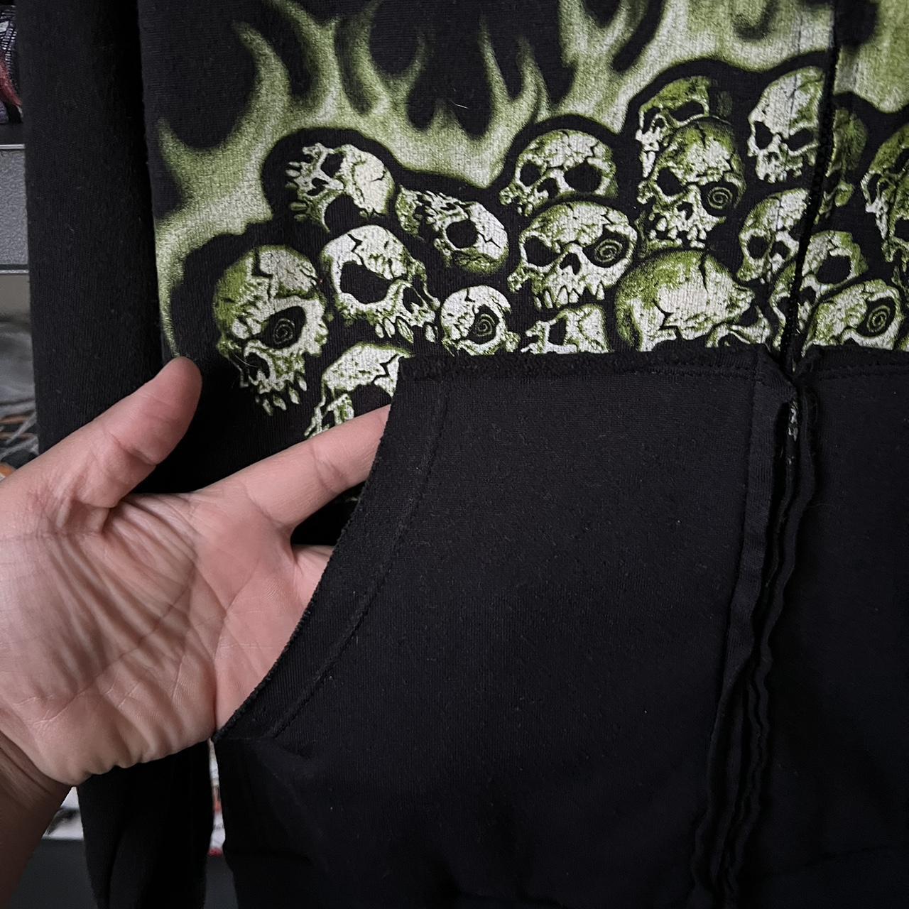 vintage y2k 2000s black slime green flame flaming... | Depop