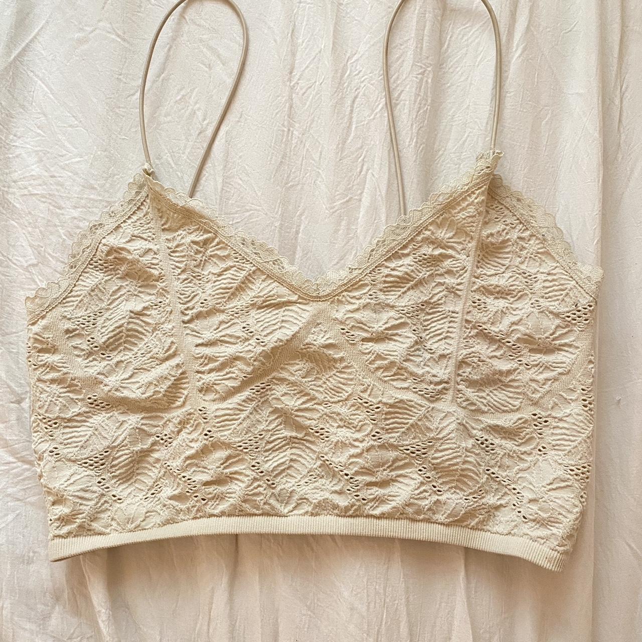 Zara spaghetti strap cream colored crop tank top... - Depop