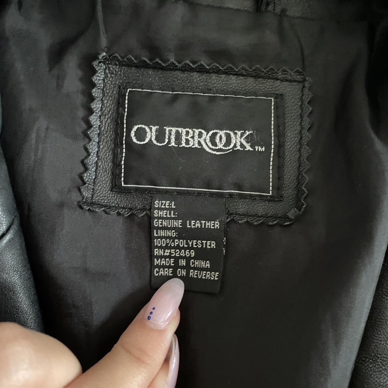 vintage outbrook blazer black genuine leather jacket... - Depop