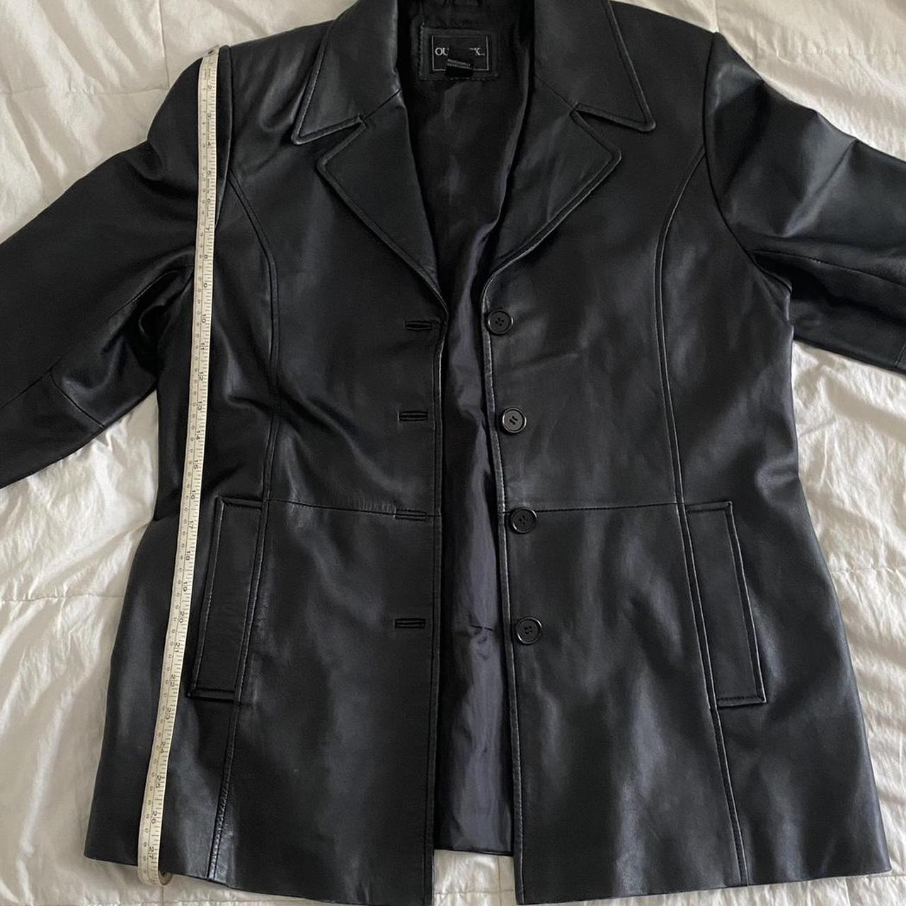 vintage outbrook blazer black genuine leather jacket... - Depop