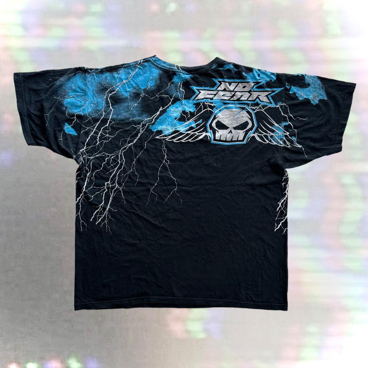 No Fear Men's Black and Blue T-shirt | Depop