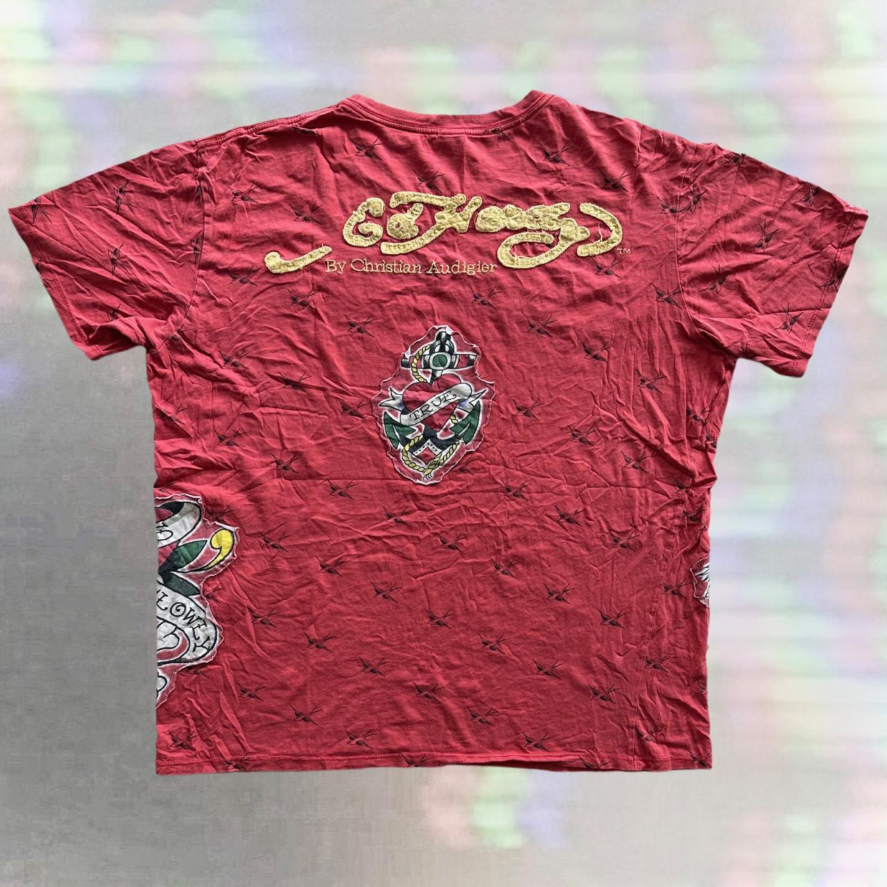 Ed Hardy Men's Red and Yellow T-shirt | Depop