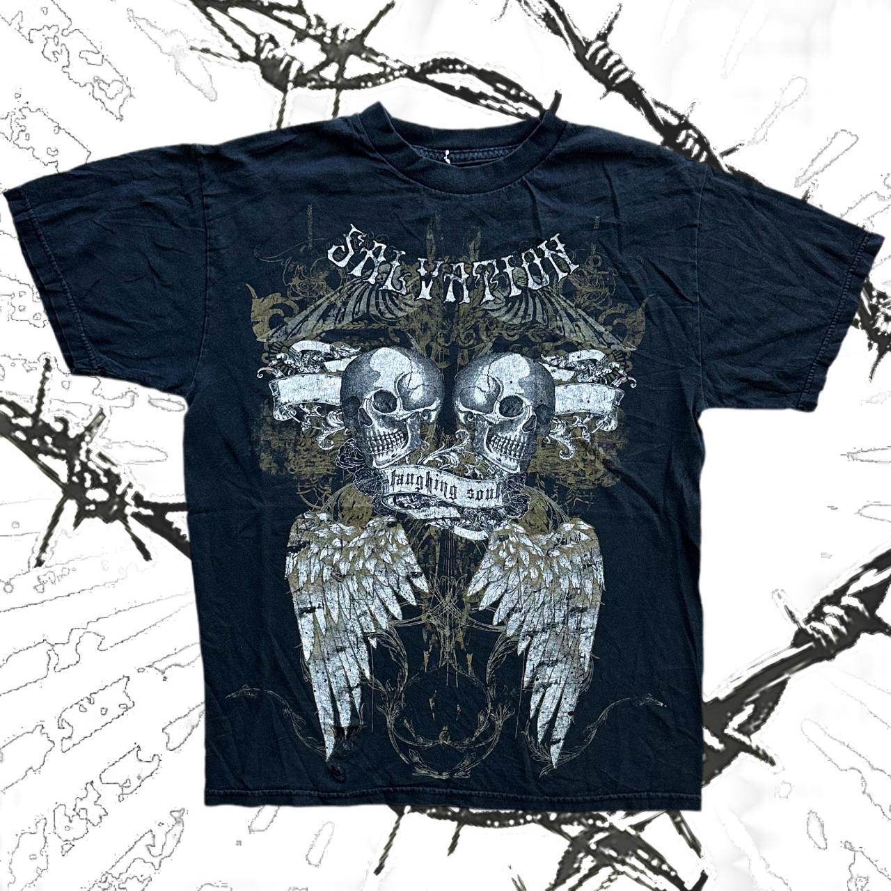 2000s Grunge Skull Tee Carbon brand... - Depop