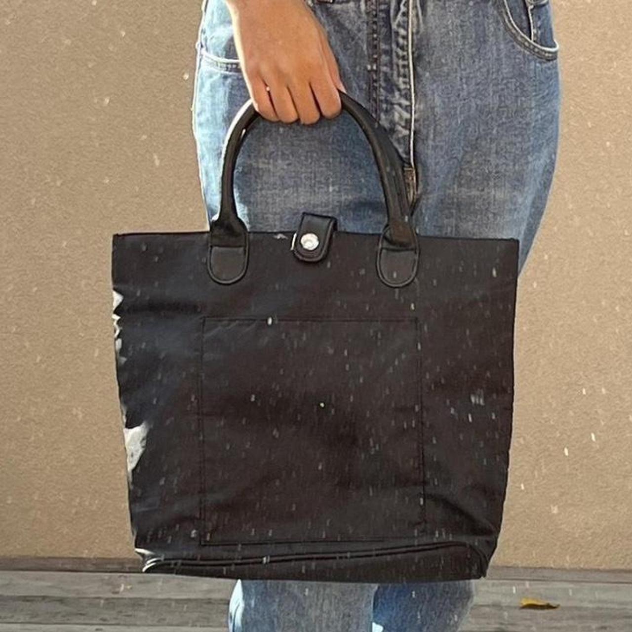 black tote bag with a diamond styled button ♡ can... - Depop