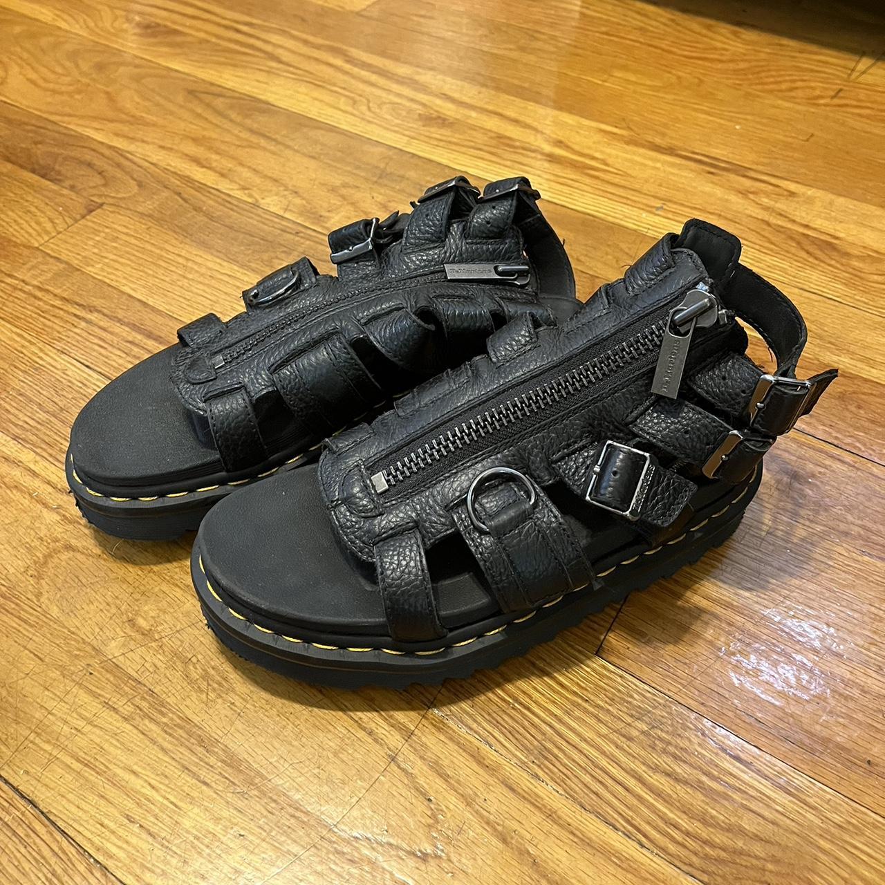 black doc marten zip up sandals! new without tags!... - Depop