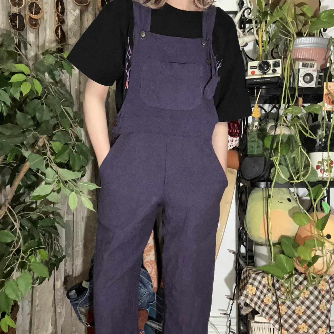 dark purple/plum fair trade cotton overalls. cropped... - Depop