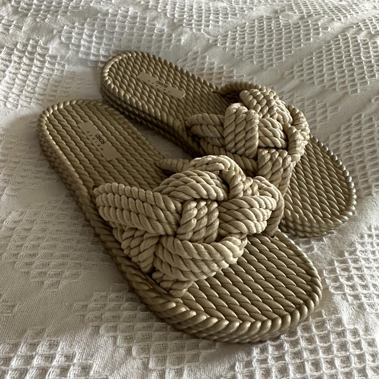 ASOS DESIGN sandals in gold Worn once Size 5 - Depop