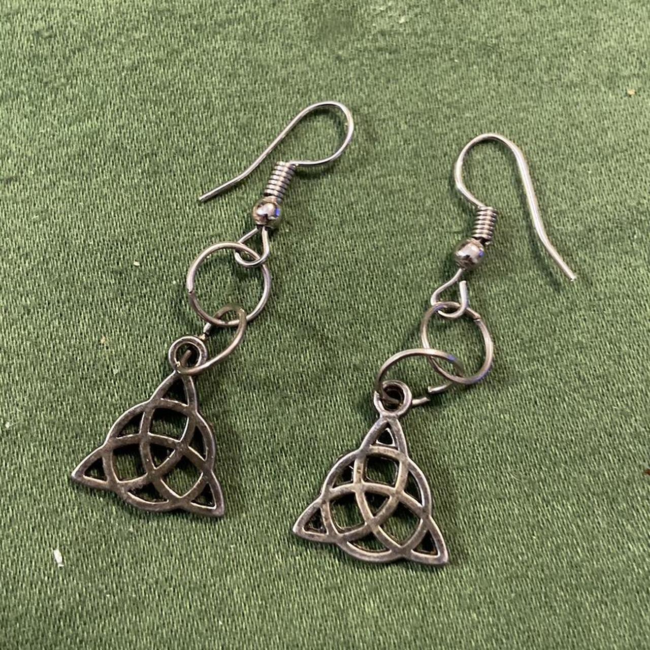 Silver Triquetra Earrings. Celtic Trinity... | Depop