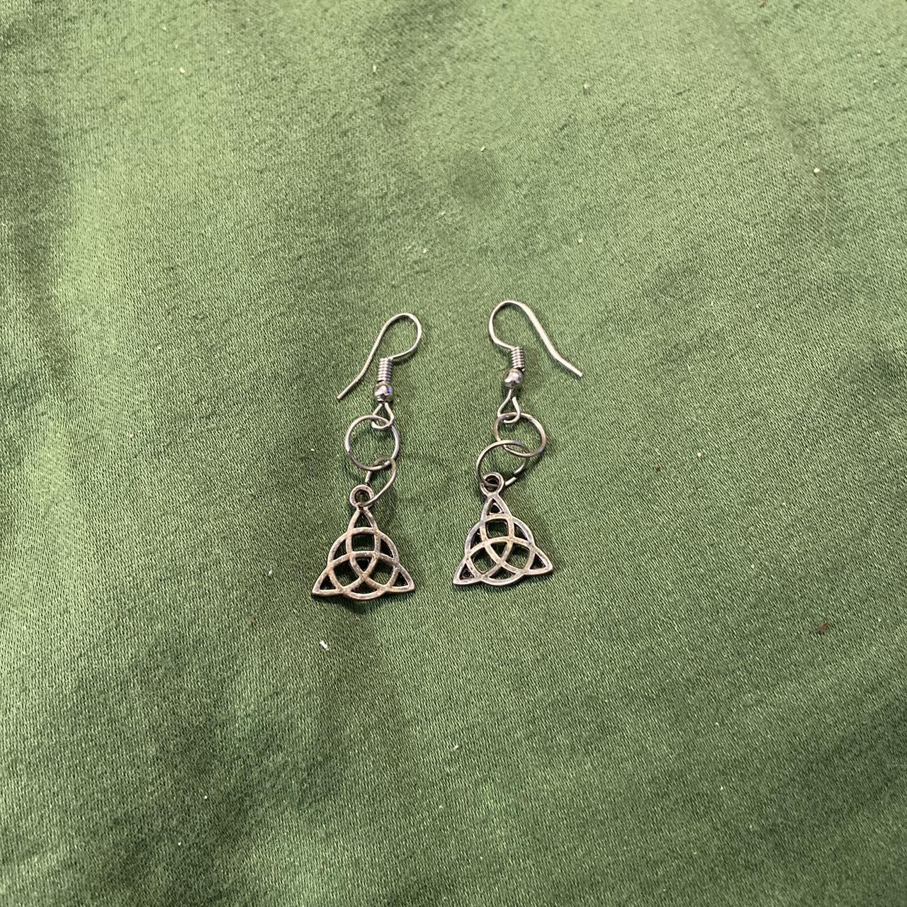 Silver Triquetra Earrings. Celtic Trinity... | Depop
