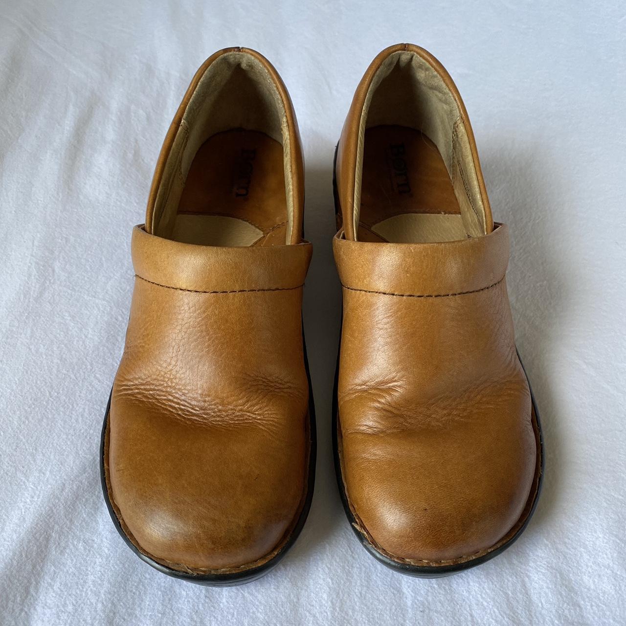 Born Genuine Leather Cognac Clogs Loafers Size 8 - Depop