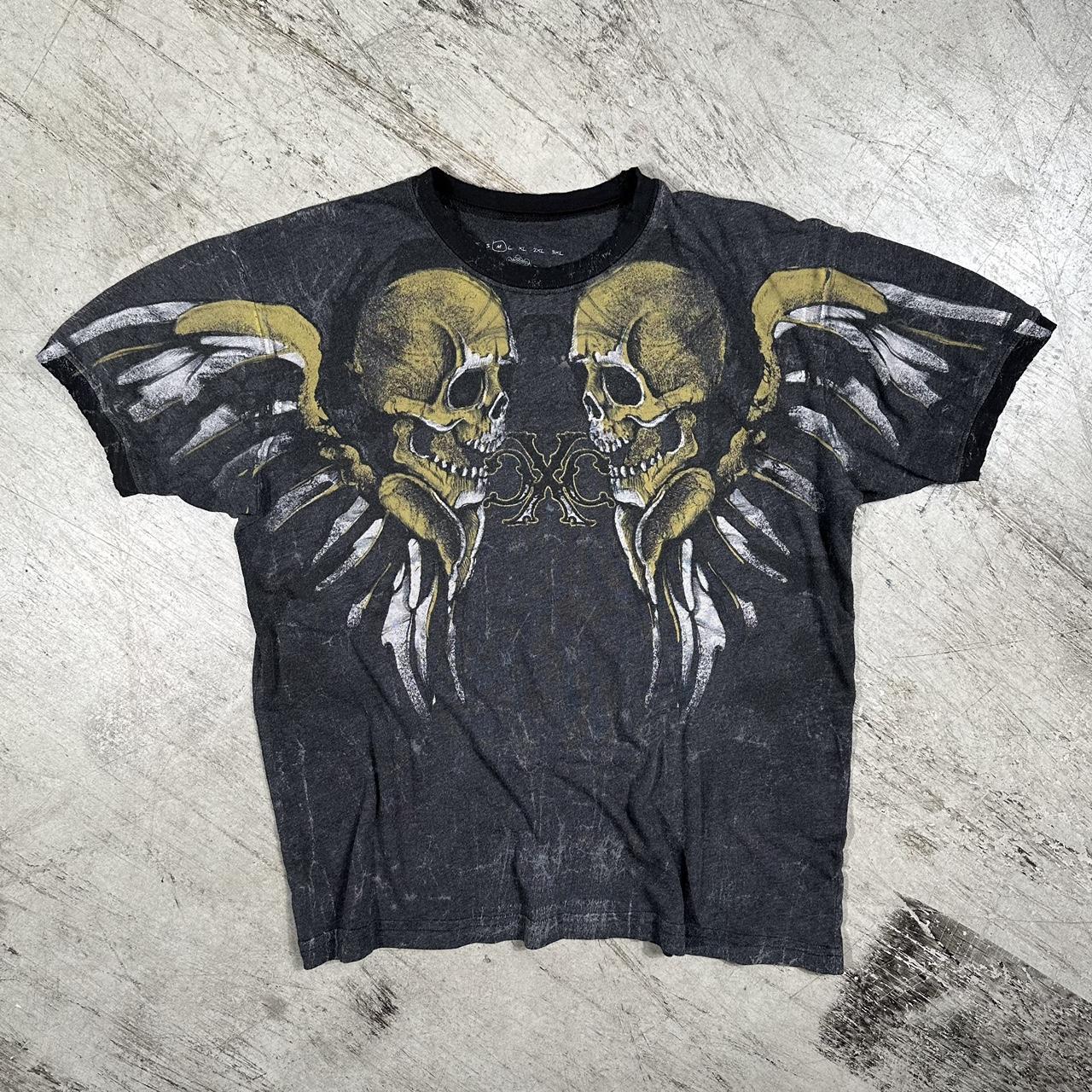 Cyber Y2K Xtreme Couture skulls t-shirt No... - Depop