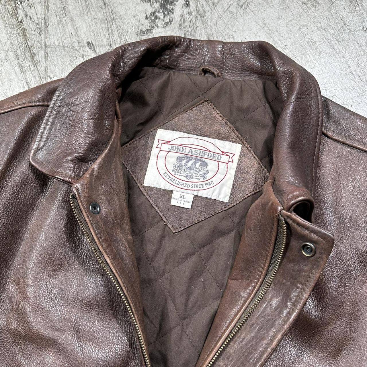 Vintage John Ashford leather jacket Tagged XL Refer... - Depop