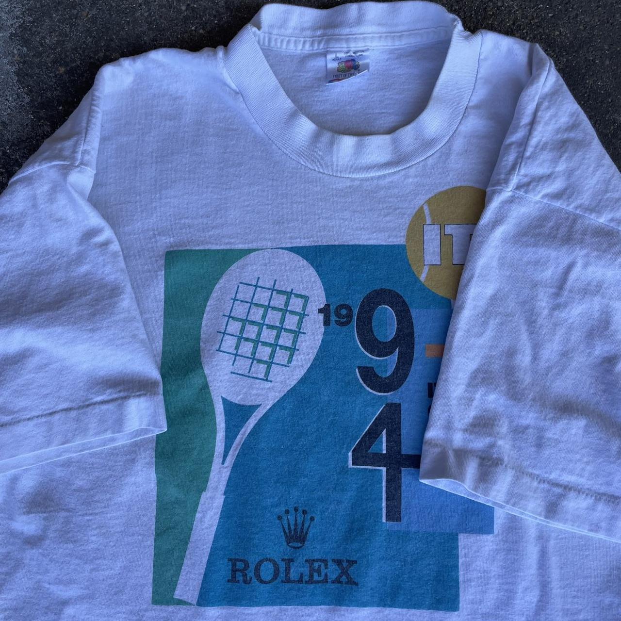 Rolex Men's White and Green T-shirt | Depop