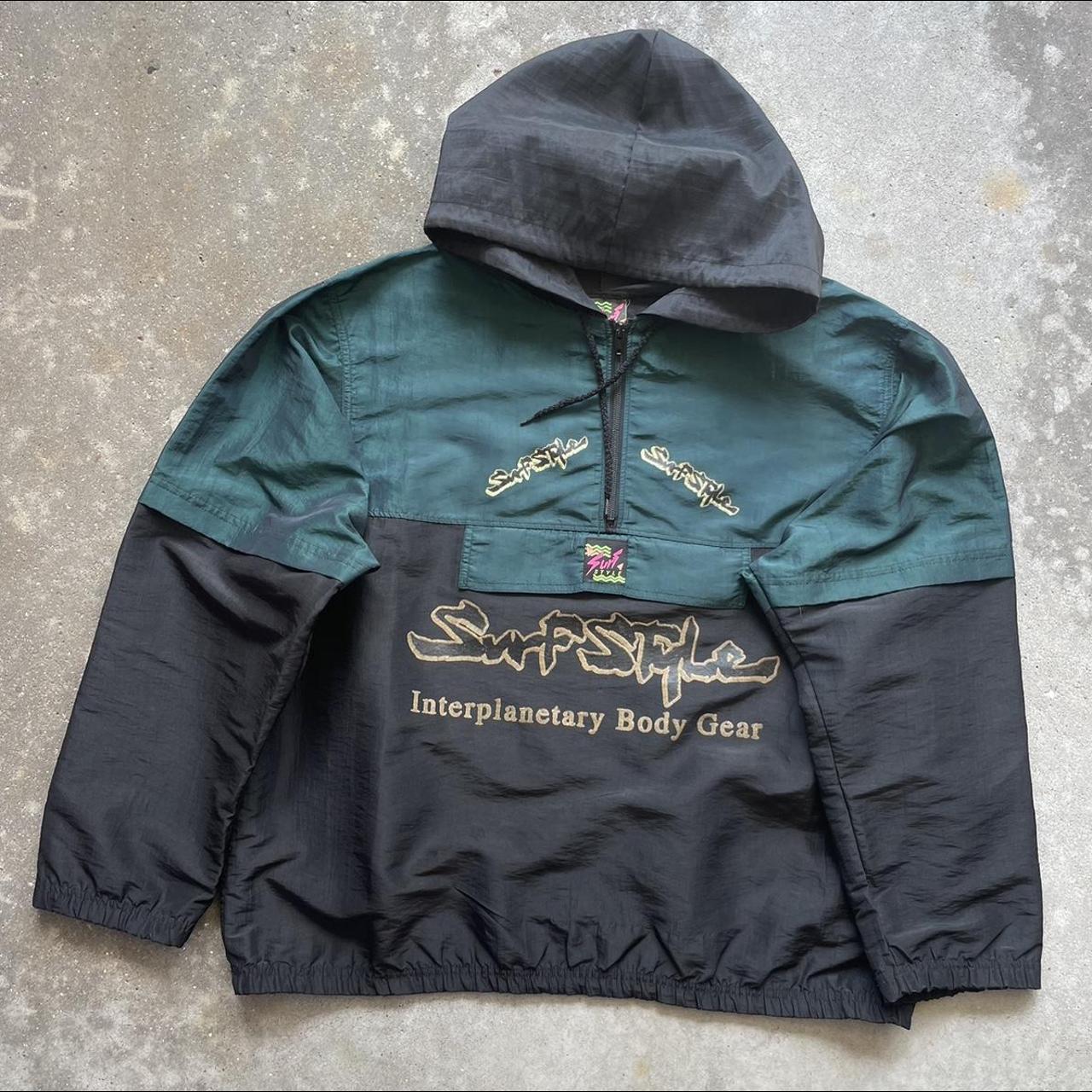 vintage 90s surf style surfing pullover windbreaker.... - Depop