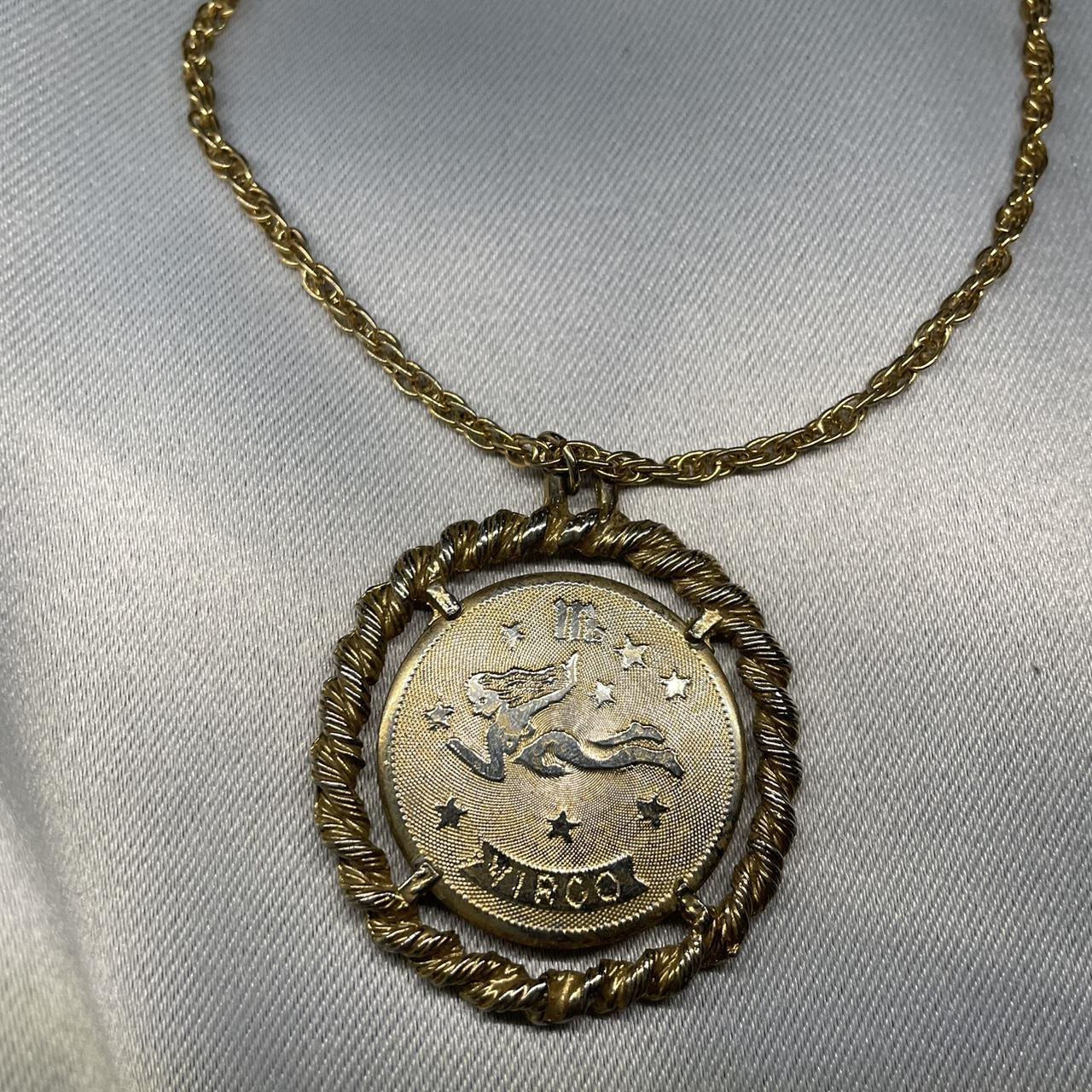 gold virgo chain and coin - Depop