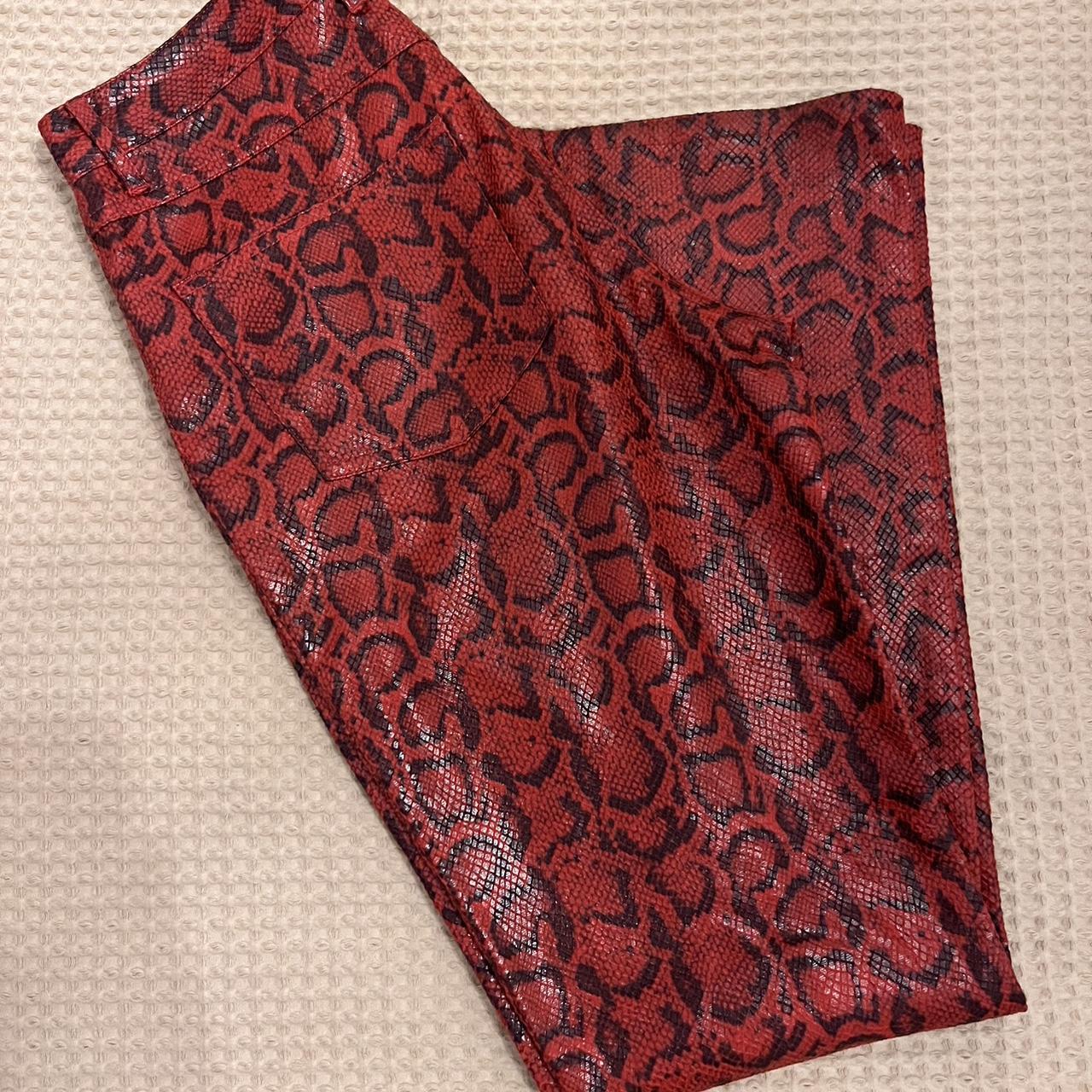PURE DIVA shiny red snake skin pants Size: 7/8... - Depop