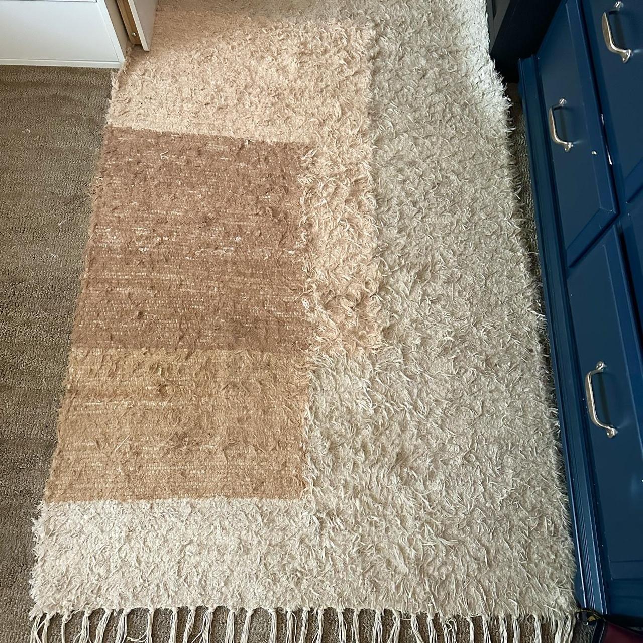 Color block woven shag rug from urban outfitters... - Depop