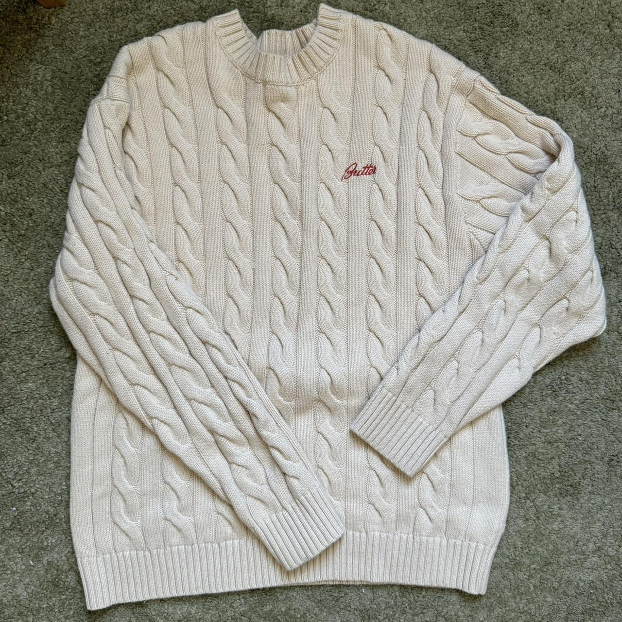 Butter Goods Cream cable knit Size Large - Depop