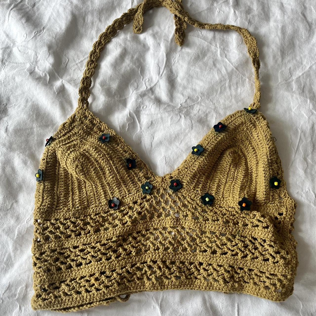 Beaut handmade halter neck crochet bralet top... - Depop