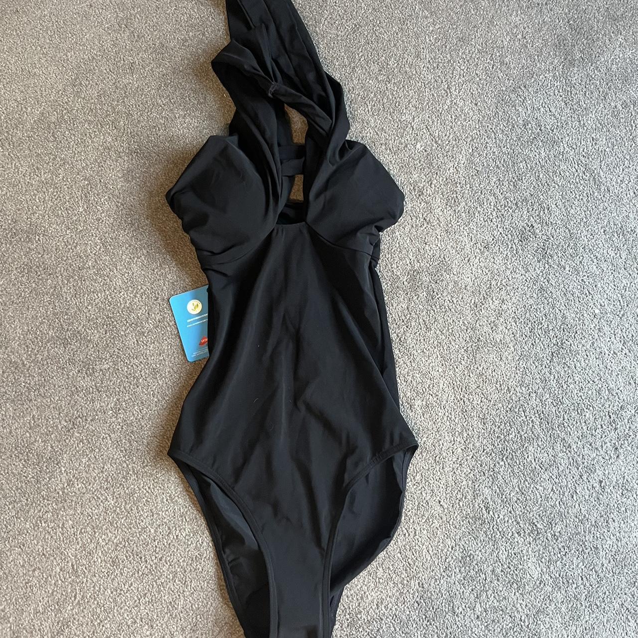 BNWT fig leaves high leg cross neck black swimsuit... - Depop