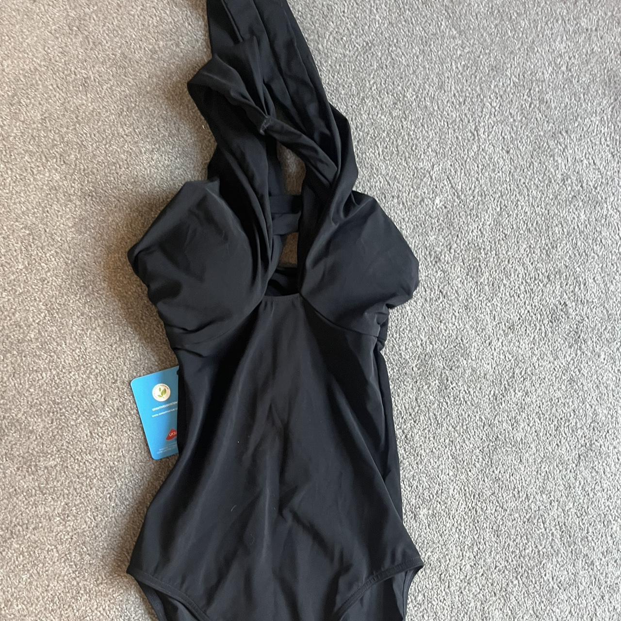 BNWT fig leaves high leg cross neck black swimsuit... - Depop