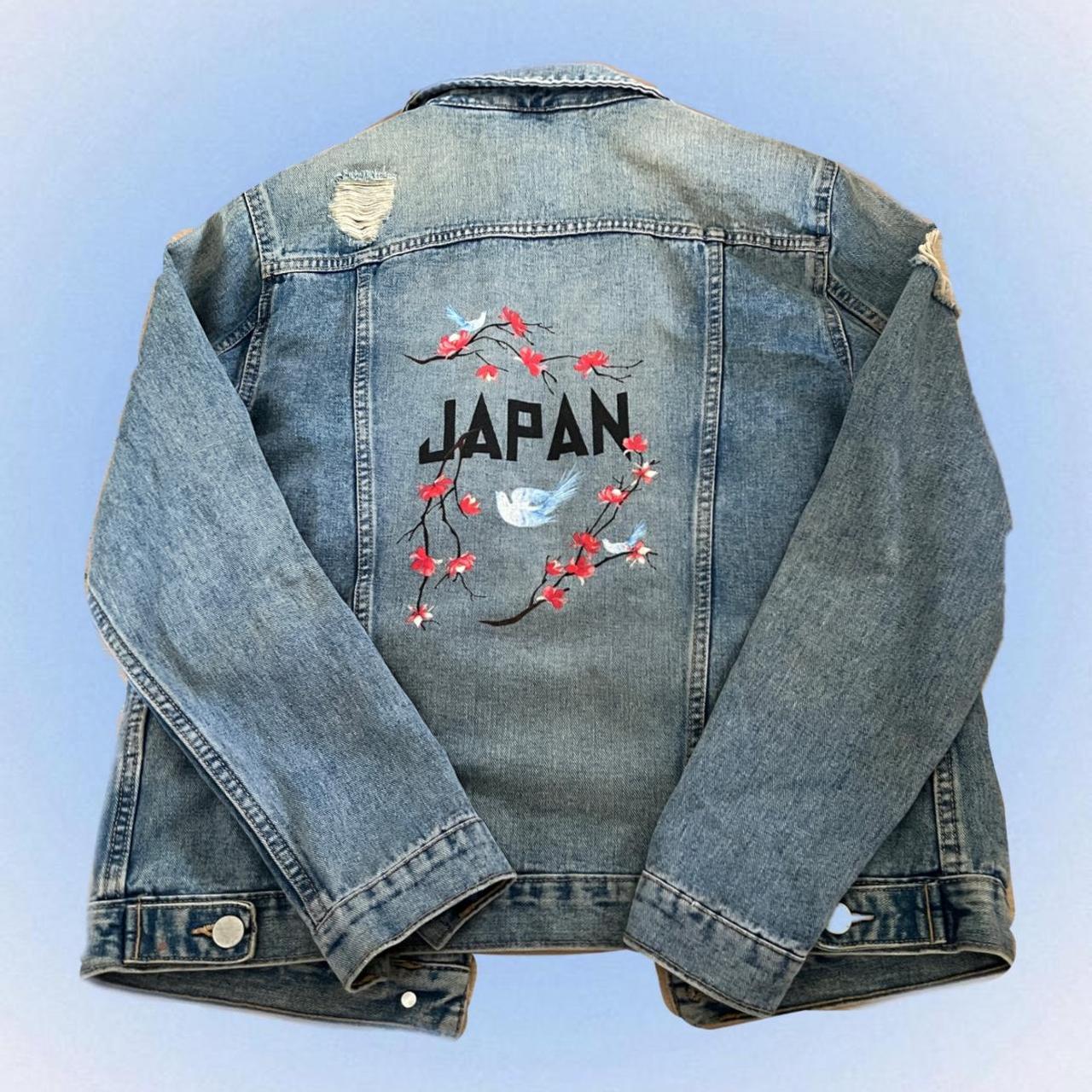 new look denim jacket with detailed back design... - Depop