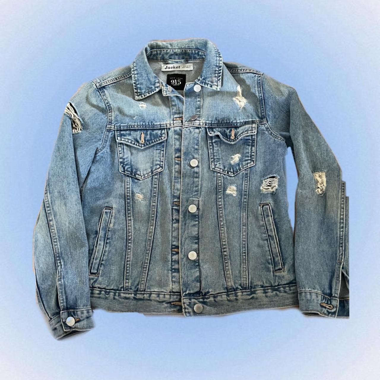 new look denim jacket with detailed back design... - Depop