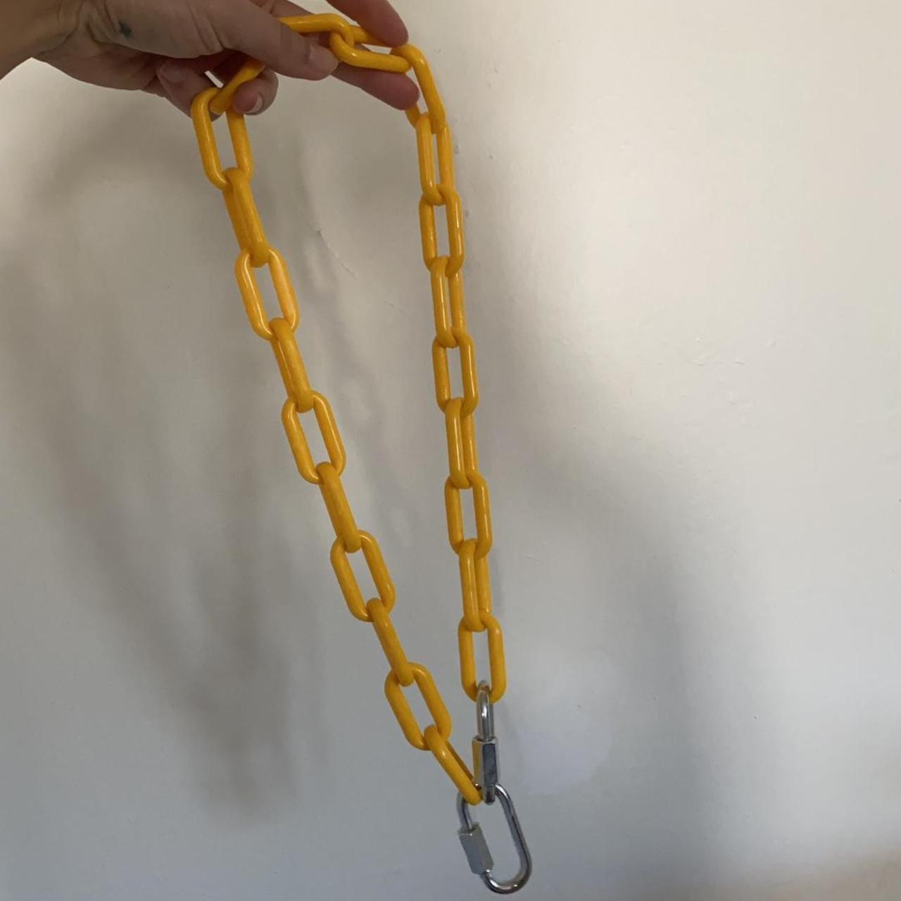 handmade versatile yellow chain link chain. yellow... - Depop