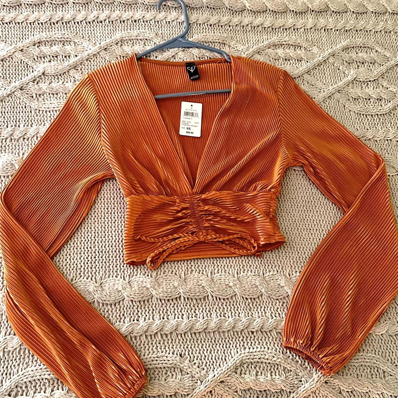 Windsor Women's Orange Crop-top | Depop