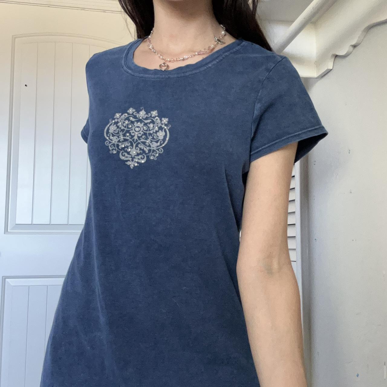 vintage y2k/ 90s blue fairy grunge floral graphic... - Depop