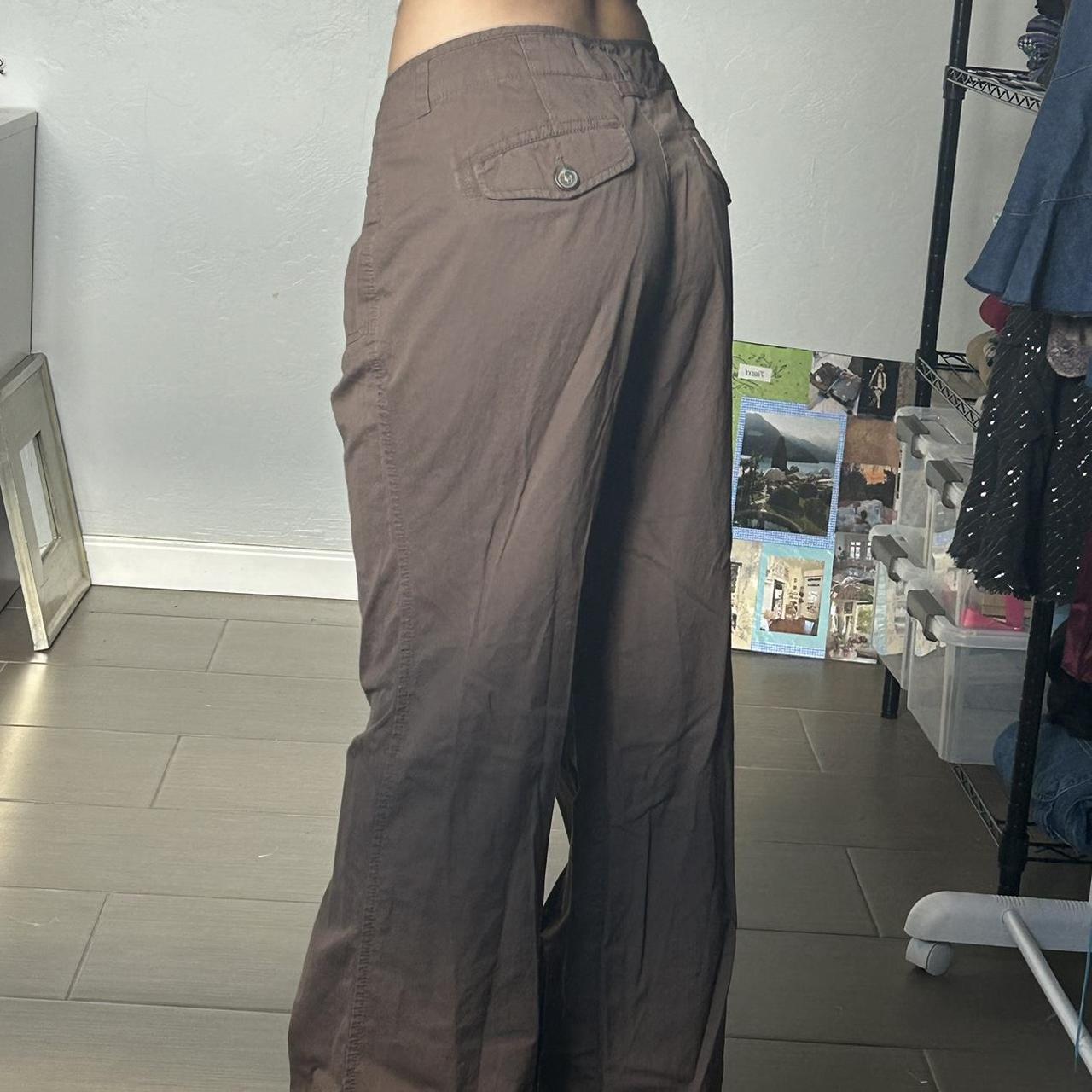 amazing low rise brown wide-leg flare trousers!... - Depop