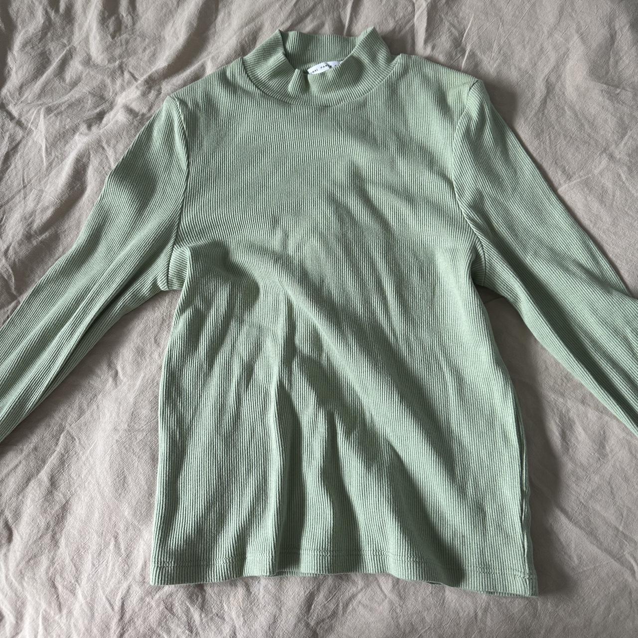 Green long sleeve skivvy Size M Ribbed material... - Depop