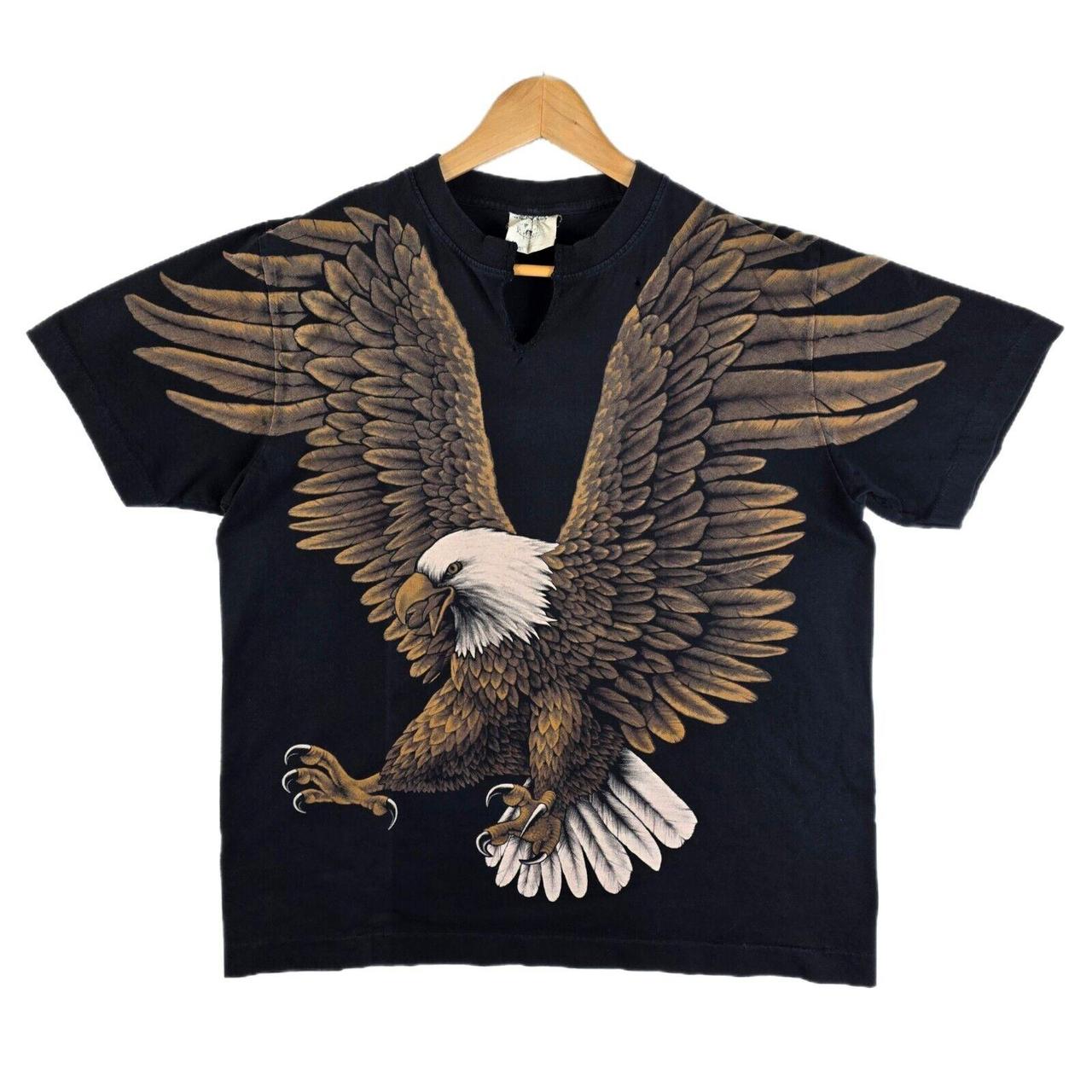 Vintage Eagle AOP Single Stitch T-Shirt Men's Large... - Depop