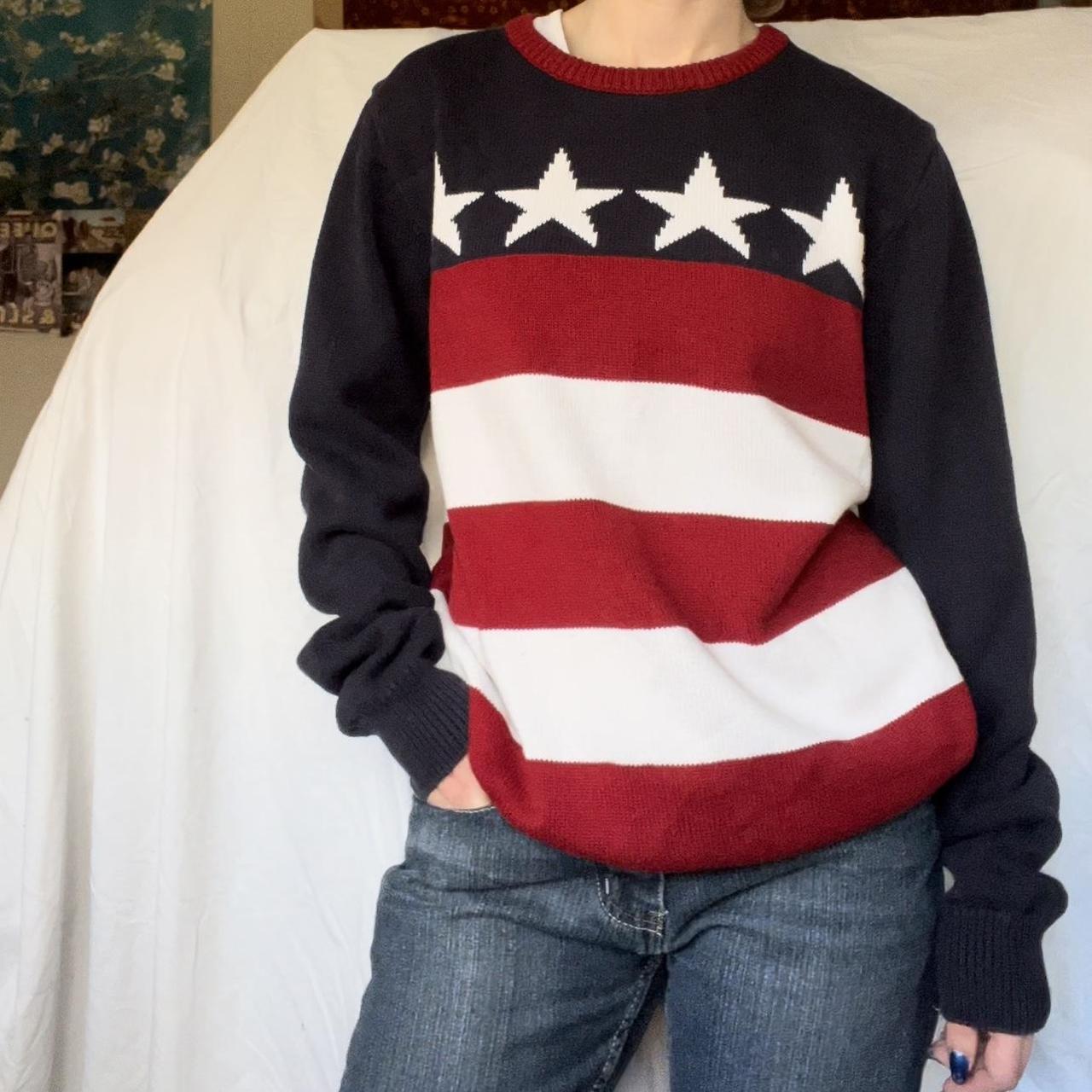 American flag/style Stars and Stripes jumper Red,... - Depop