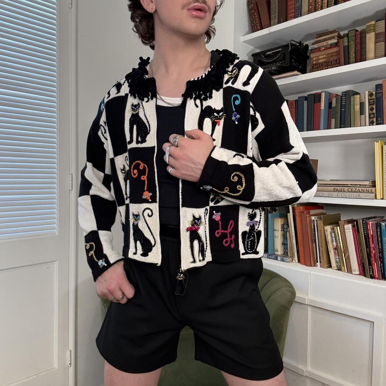 Vintage Purrfect Cat Embroidered Cardigan 🐈‍⬛ Brand:... | Depop