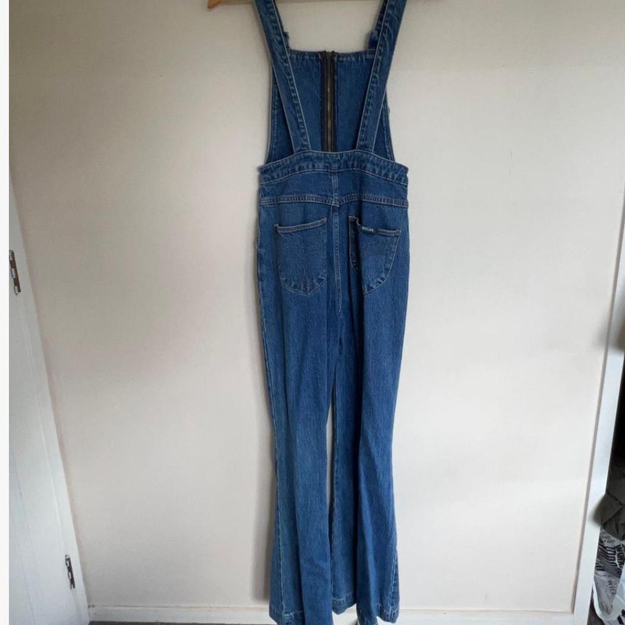 Medium wash EAST COAST flare overalls. SO... - Depop
