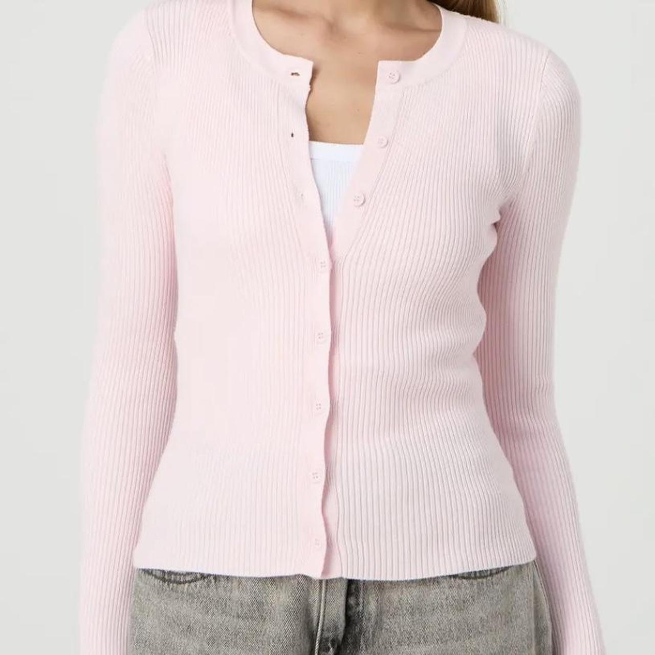 Glassons Pink Ribbed Button Through Cardigan Size... - Depop