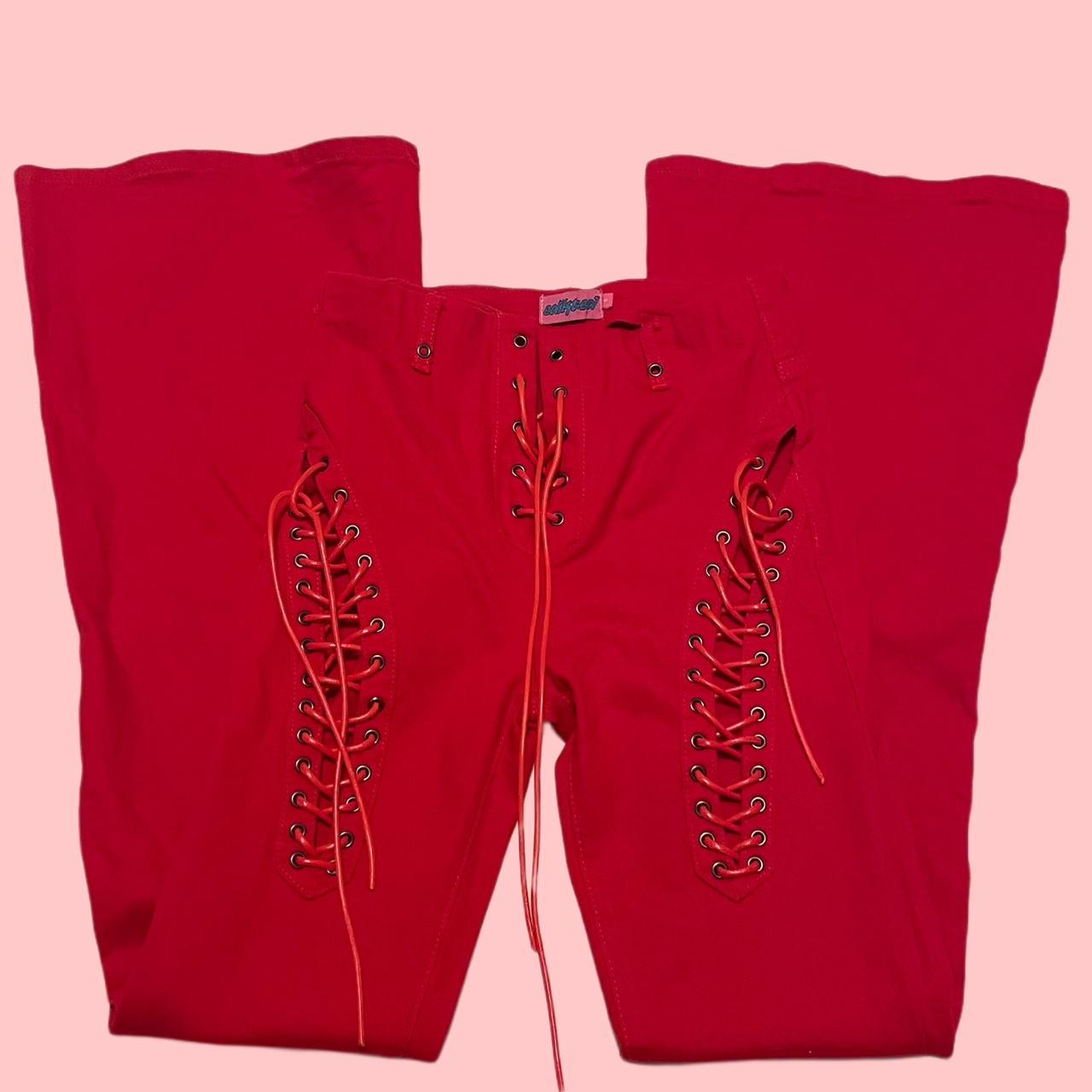 edikted red flare pants these are super cute &... - Depop