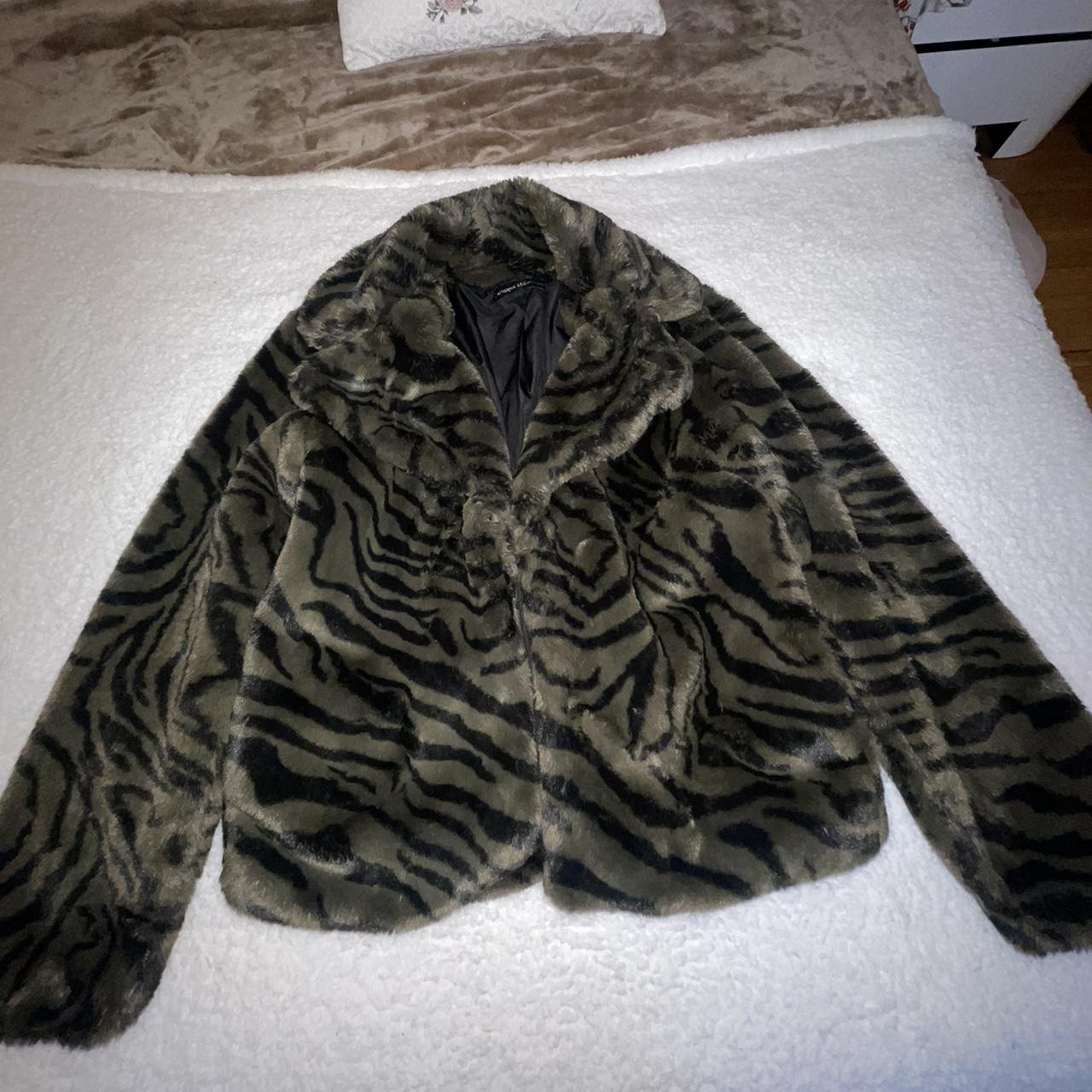 Unique Zebra print fur coat. Only worn once super... - Depop