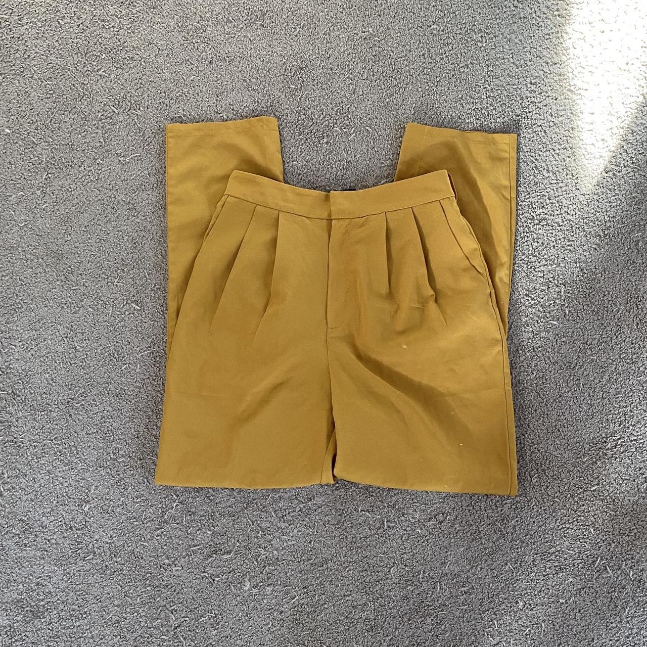 forever 21 pleated mustard color pants straight... - Depop